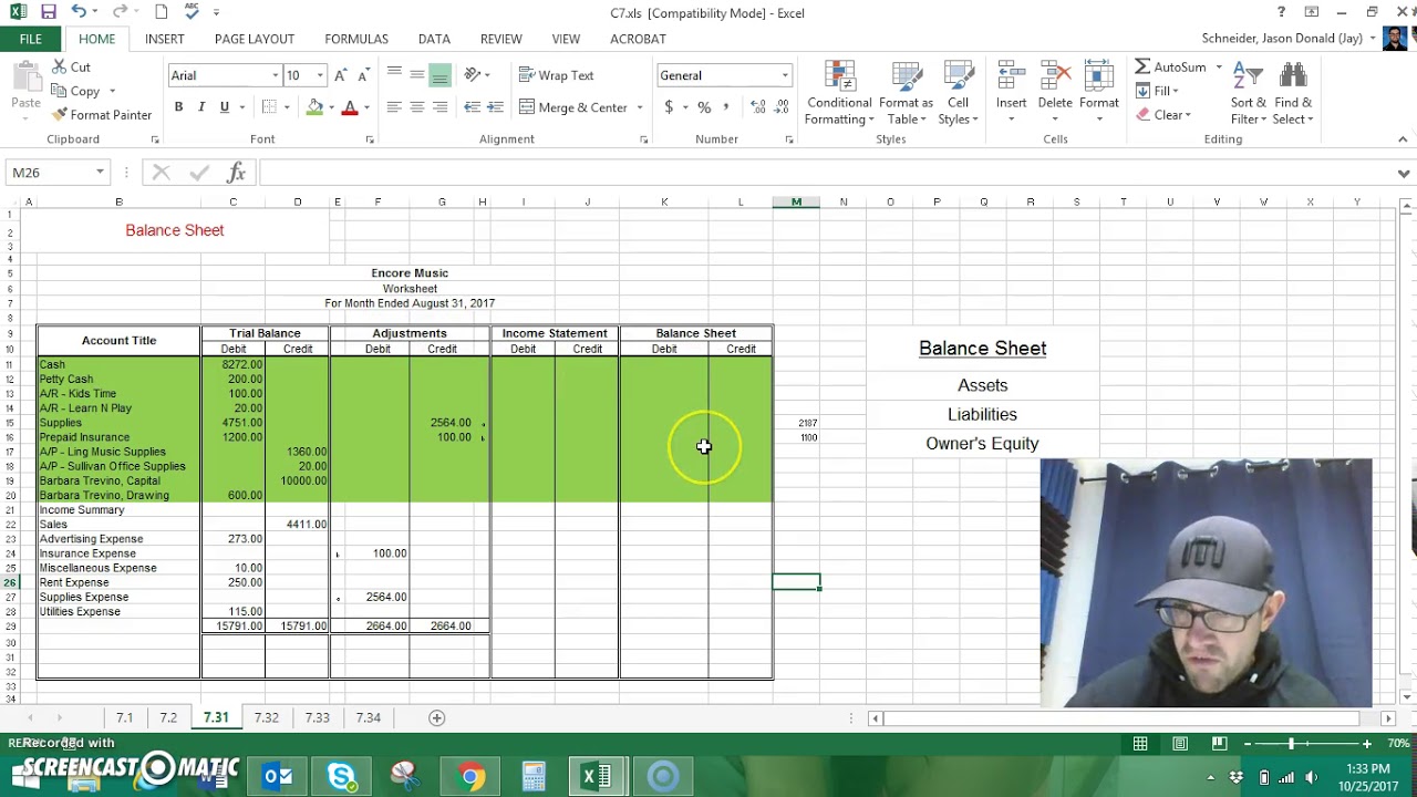 7.3 Worksheet (Balance Sheet Columns)