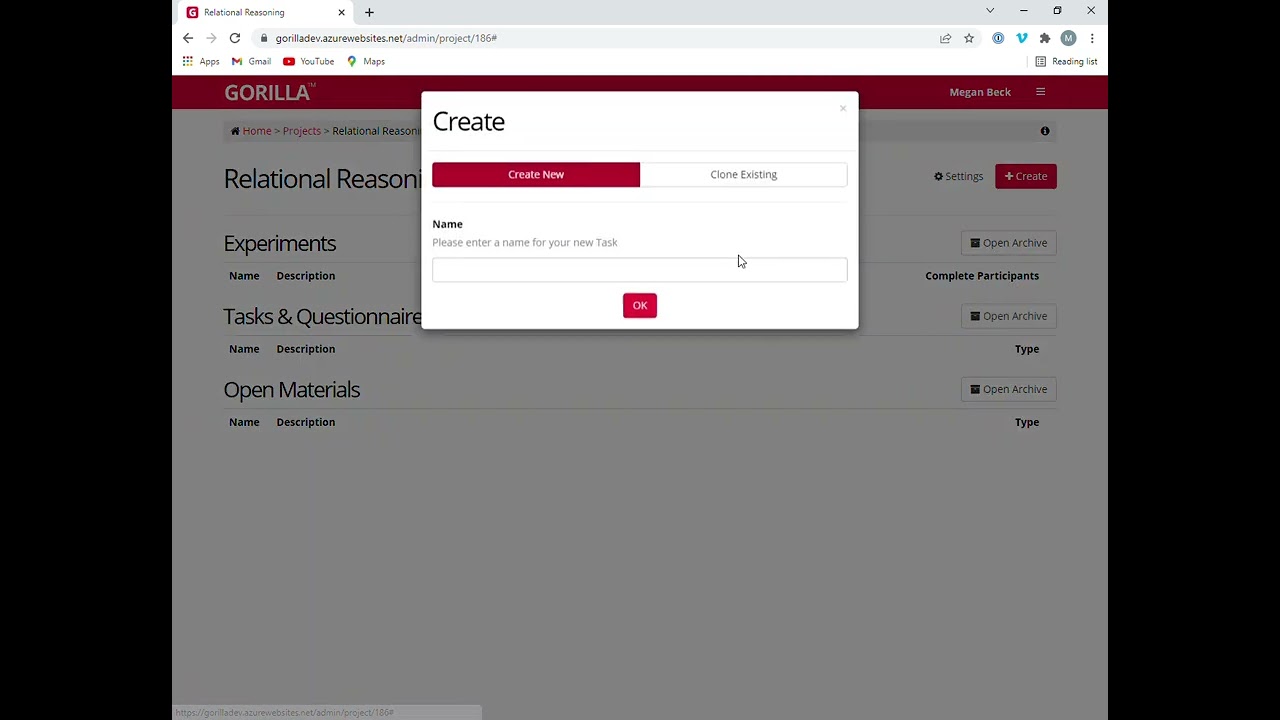 Gorilla.sc - Task Builder 2 - Step-by-step - Step 1 Create Task