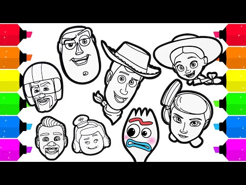 Toy Story 4 All Character Faces Drawing and Coloring