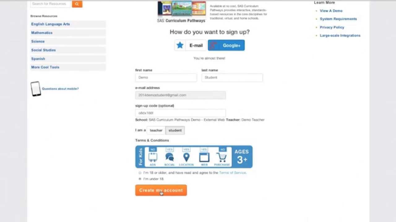 Creating Student Accounts (Sign-up Codes)
