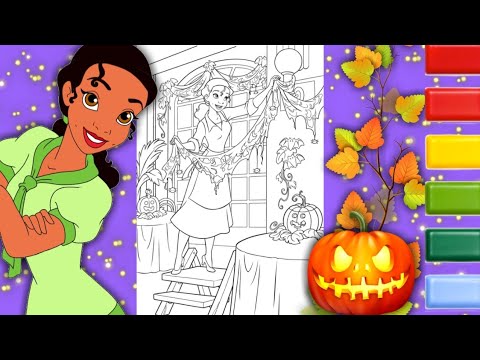 Disney Princess Tiana Coloring Video #4 | Coloring Disney Princess Tiana Halloween Coloring Page