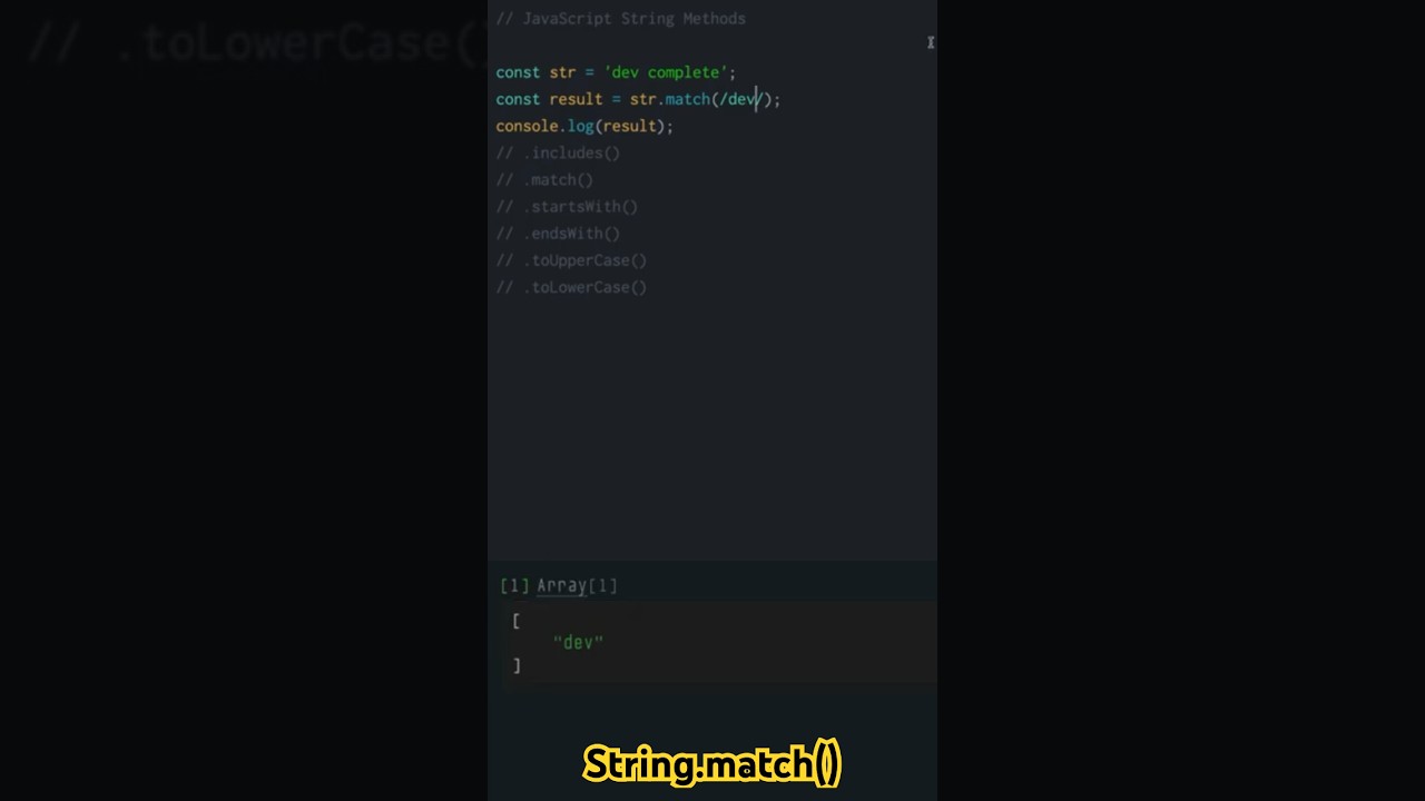 How Match Method Works on Strings #javascript #javascripttutorial #js