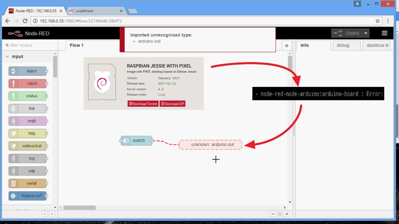 Occurred ERRORS by using Node-RED…