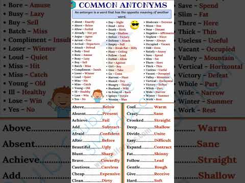 common antonyms in english #englishlearning #educationalshorts #learning #shorts #trendingshorts