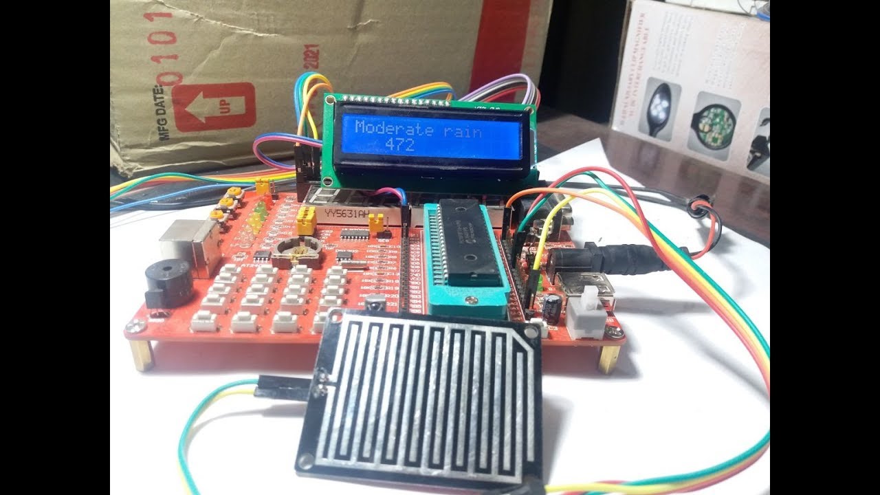 rain detector sensor and circuit using pic microcontroller