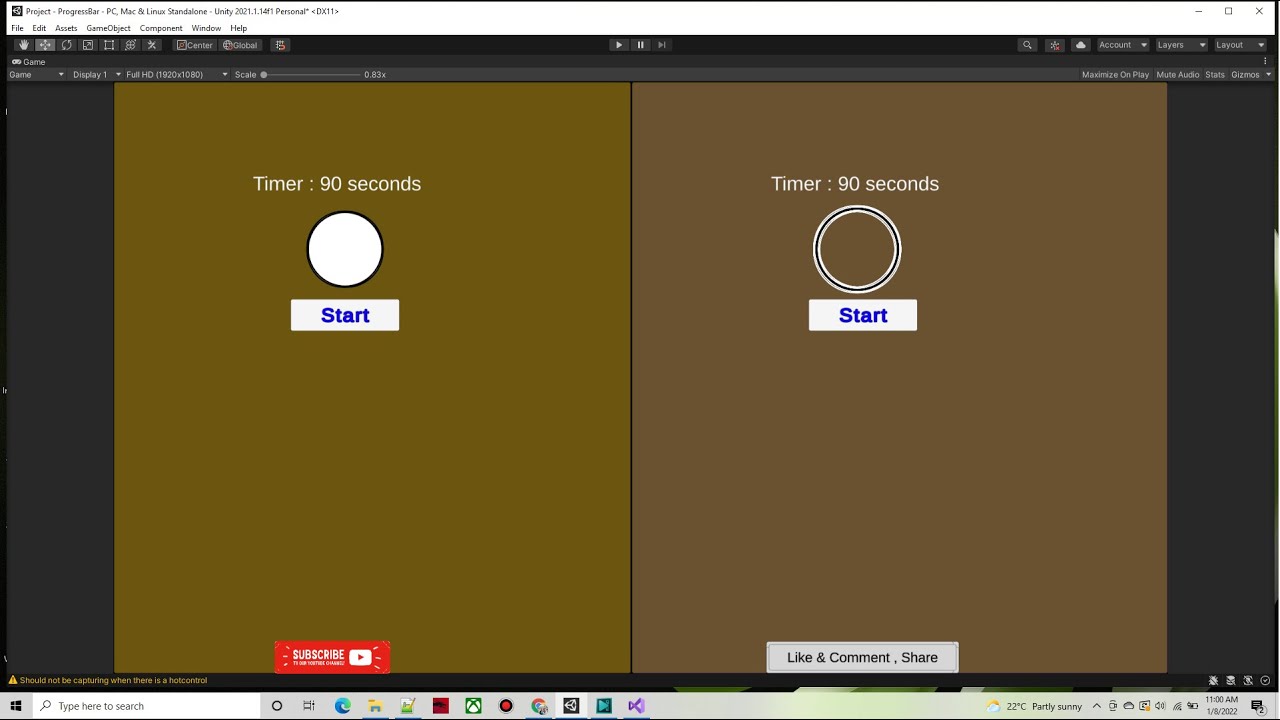 Progressbar with Timer ( unity3d)