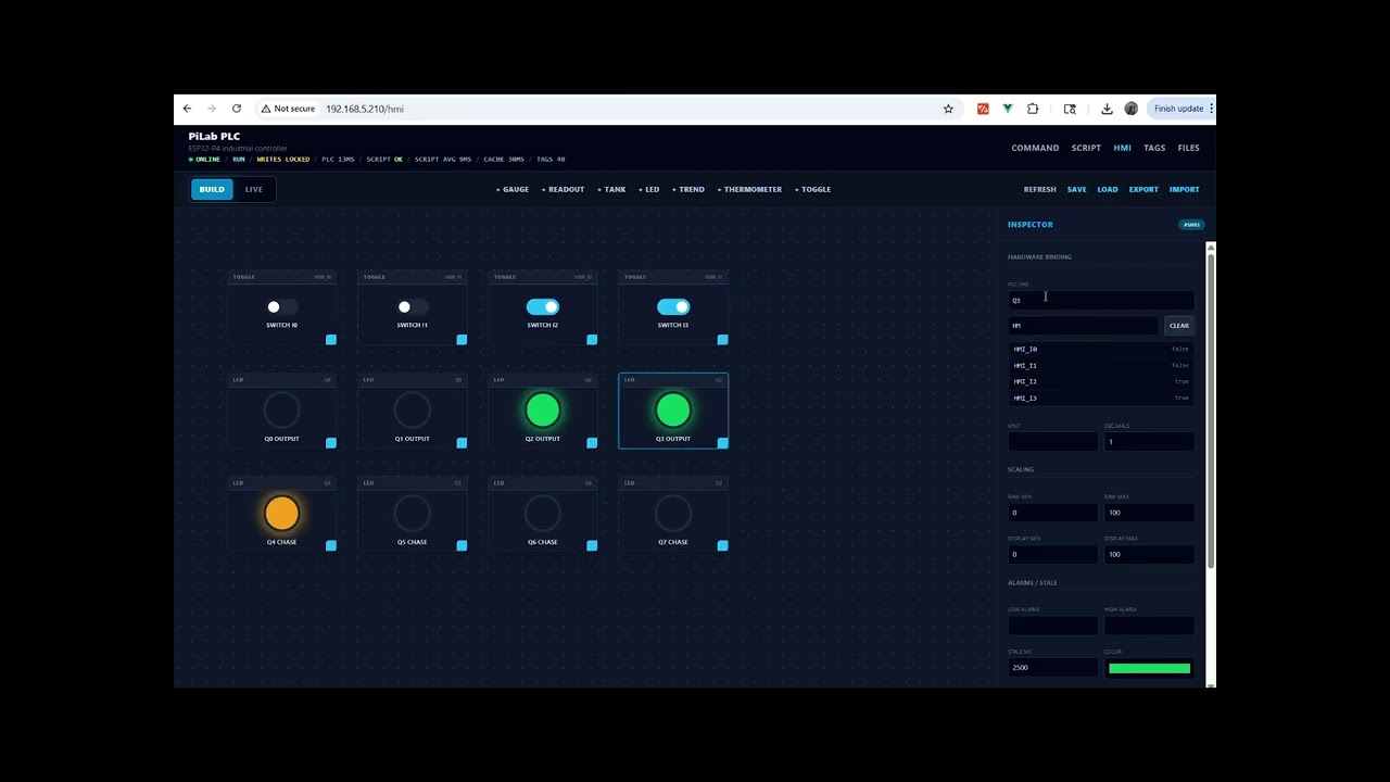 PiLab — ESP32-P4 Browser-Based PLC/HMI Platform Demo