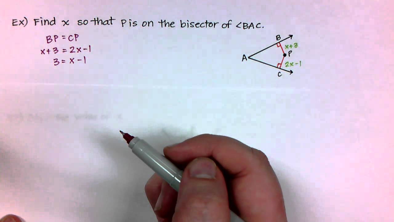 Geometry 5-3:  Use Angle Bisectors of Triangles