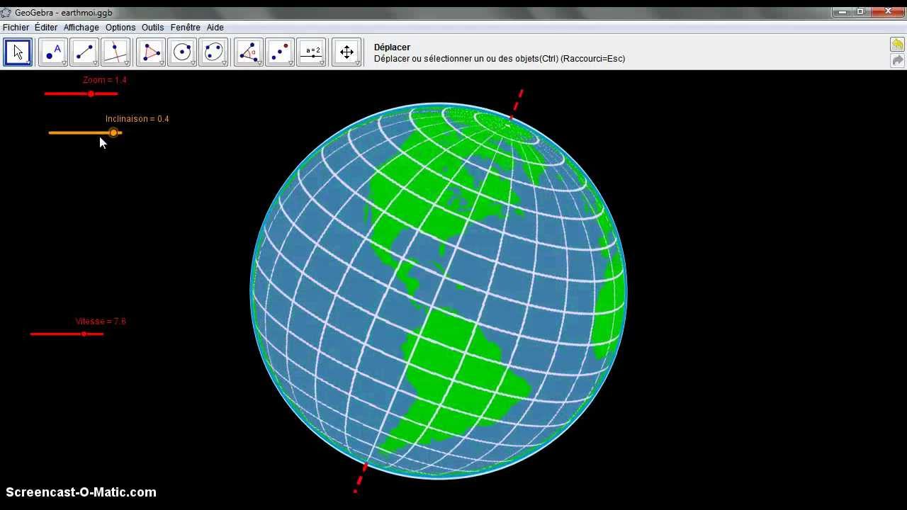 Earth in rotation with GeoGebra