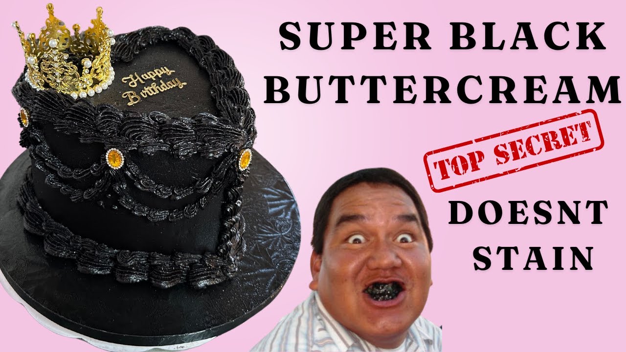 Intense Super Black Buttercream NO Stain and is Delicious! Decorate Black Vintage Heart Cake with Me