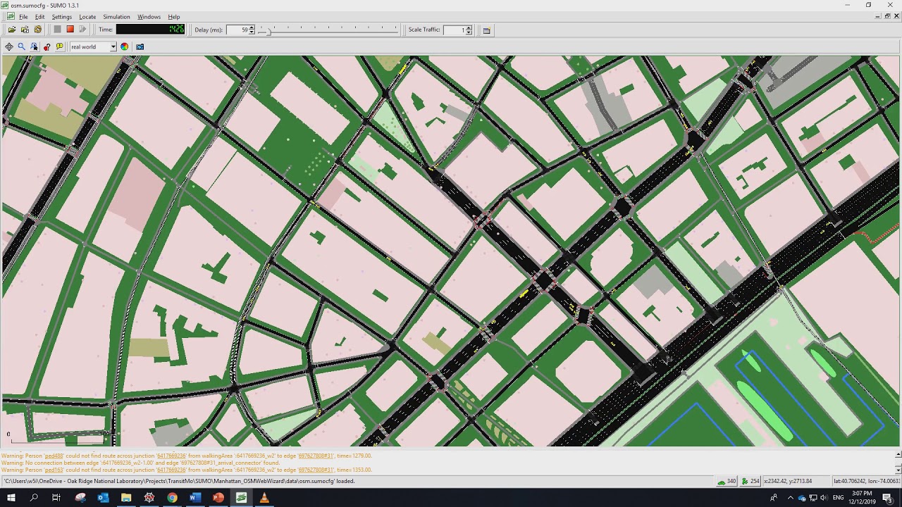 Sumo Simulation - Multimodal transportation network in Manhattan, New York