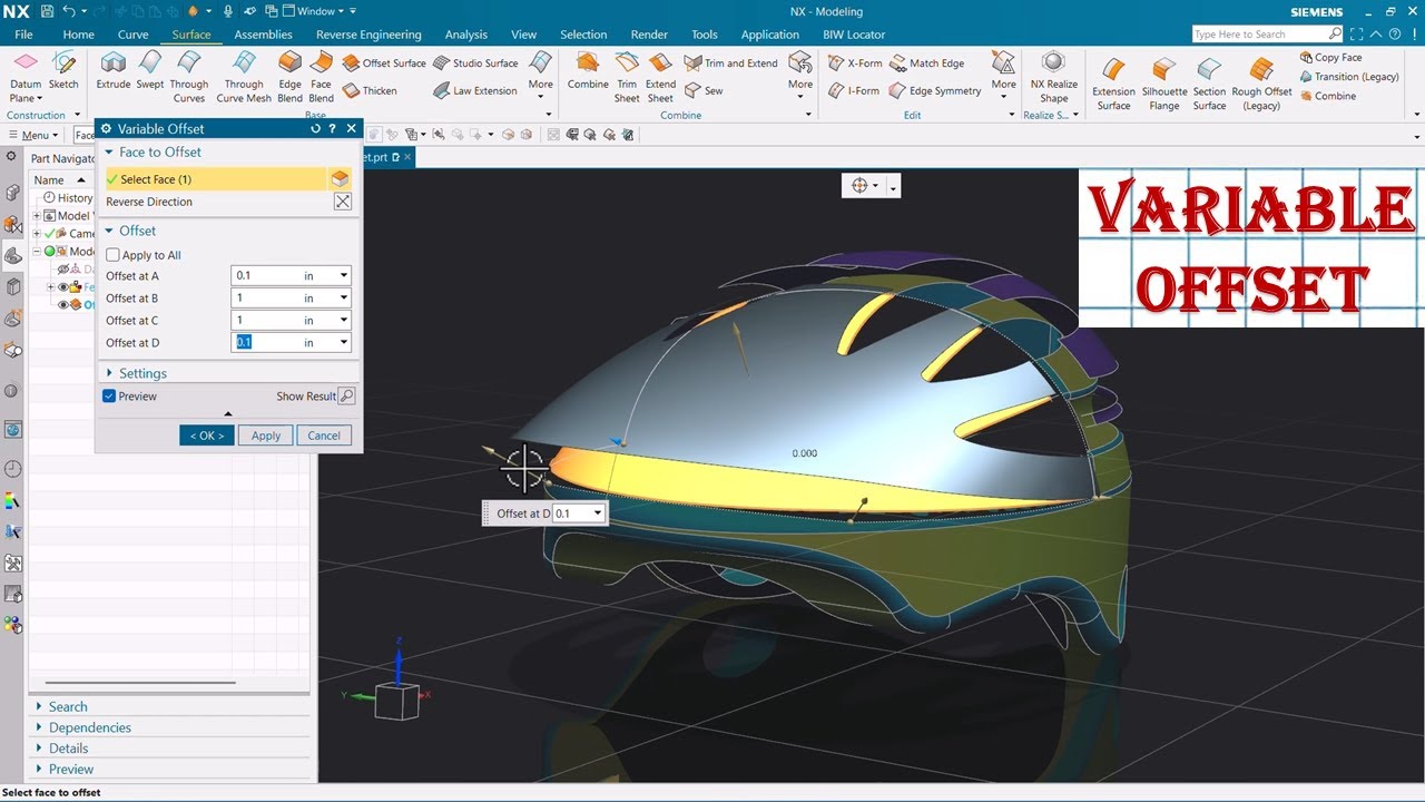 NX_Surface_Modeling | #Variable Offset | Variable Offset in NX | #nxtutorials | NX CAD | Cad2liv