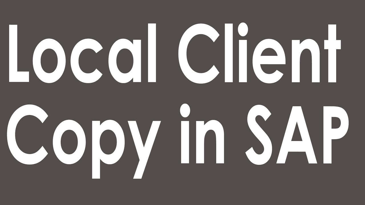 Local Client Copy in SAP | SAP Client Copy