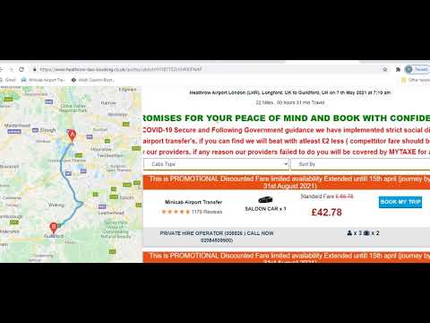 Cheap Taxi From Heathrow Airport London LHR, Longford, UK to Guildford, UK