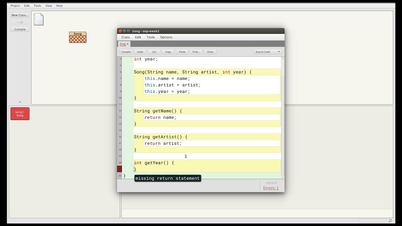 Java: writing a Song class