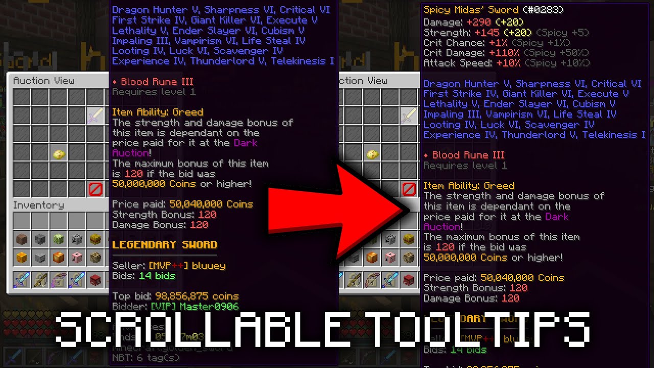 Scrollable Tooltips (1.8.9-1.21.5) | Fix Item Text Overflow