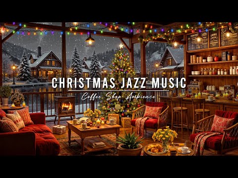Christmas Jazz Instrumental Music & Fireplace Sounds to Relax ???? Cozy Christmas Coffee Shop Ambience