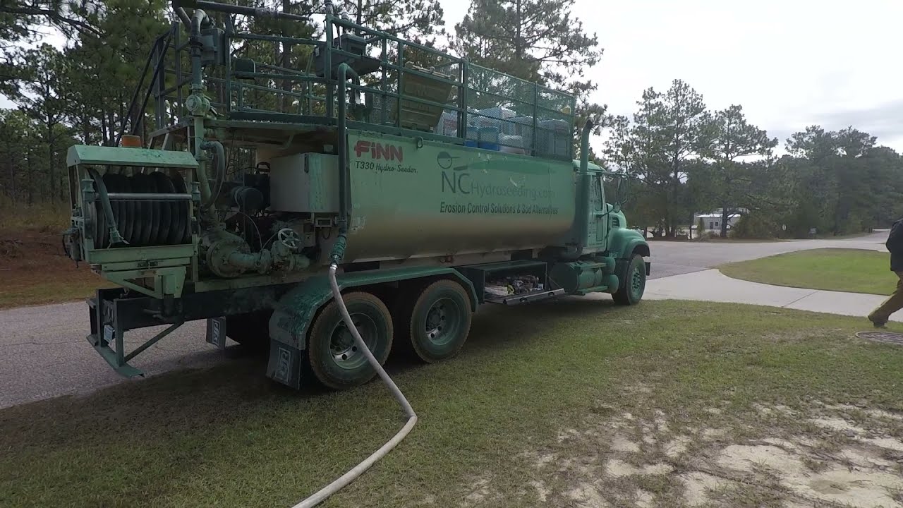 Earth Guard Liquid tackifier used to hydroseed airfield shoulder on a military contract.