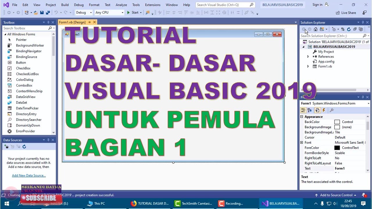 TUTORIAL DASAR - DASAR VISUAL BASIC 2019 ~ PART 1