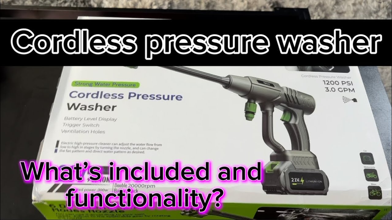 YKYI Cordless Pressure Washer Battery Powered,30 Speed Level,1200 PSI Portable with 6-in-1 Nozzle