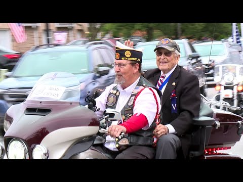 WWII veteran Sam Worley honored with motorcycle parade for 104th birthday