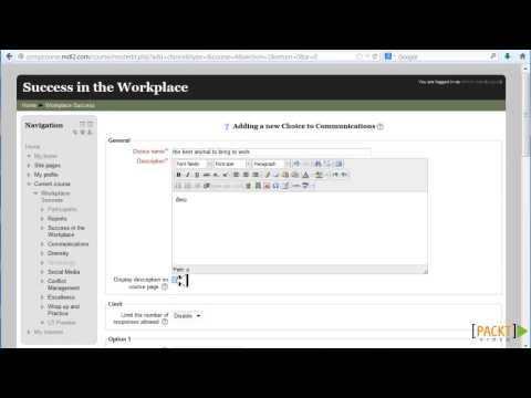 Learn Moodle for Training and Professional Development Tutorial Engaging With Choice| packtpub ...