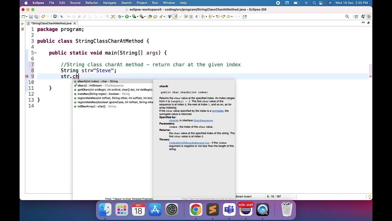 String class CharAt method | Java