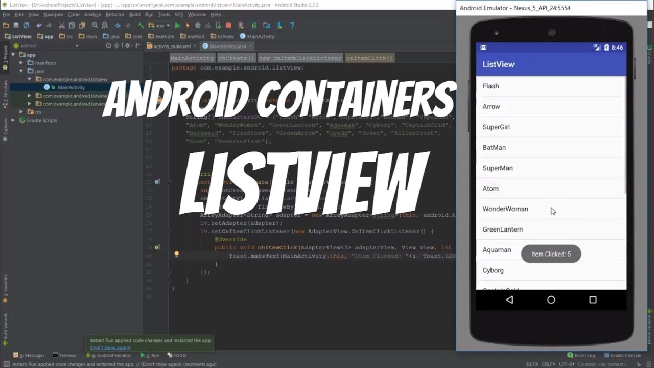 Android Containers Tutorial 29 - ListView