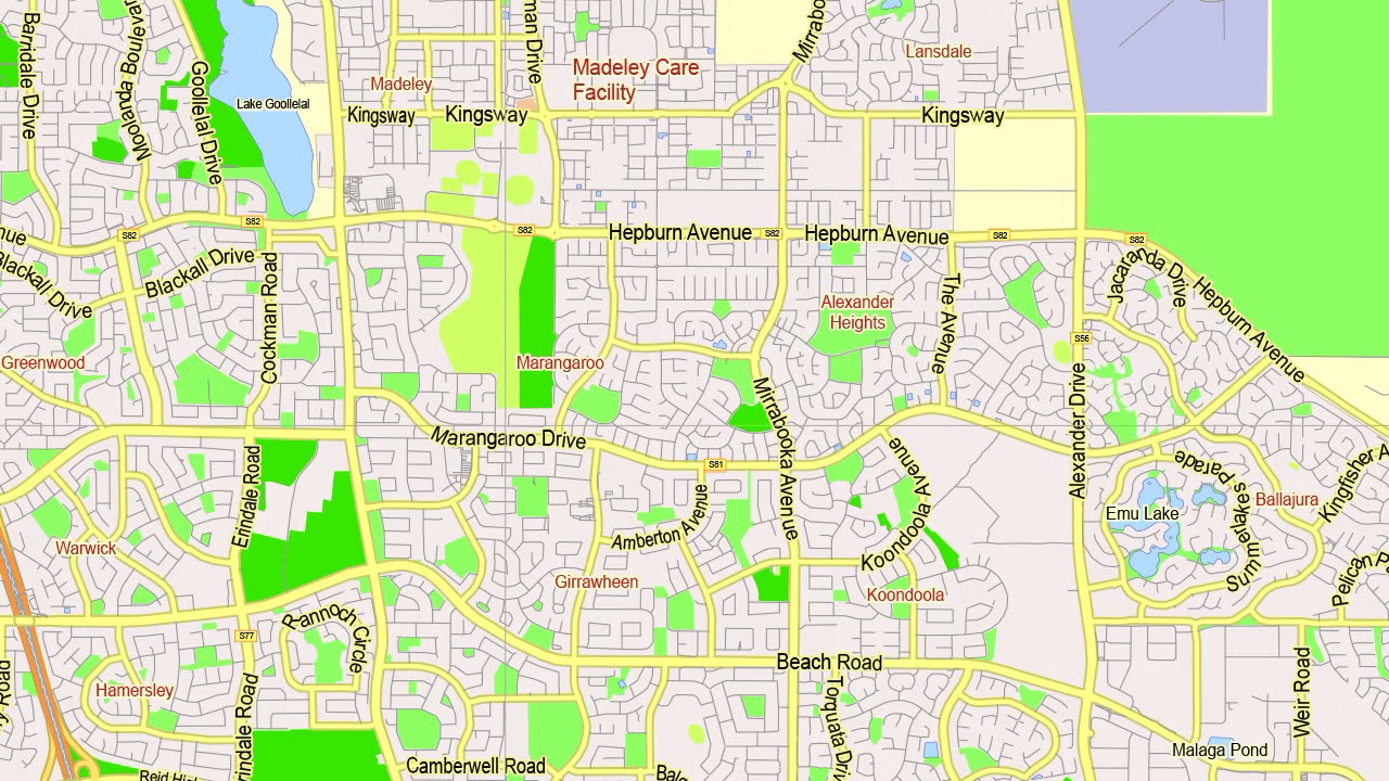 Perth Australia editable layered PDF Vector Map Version 33