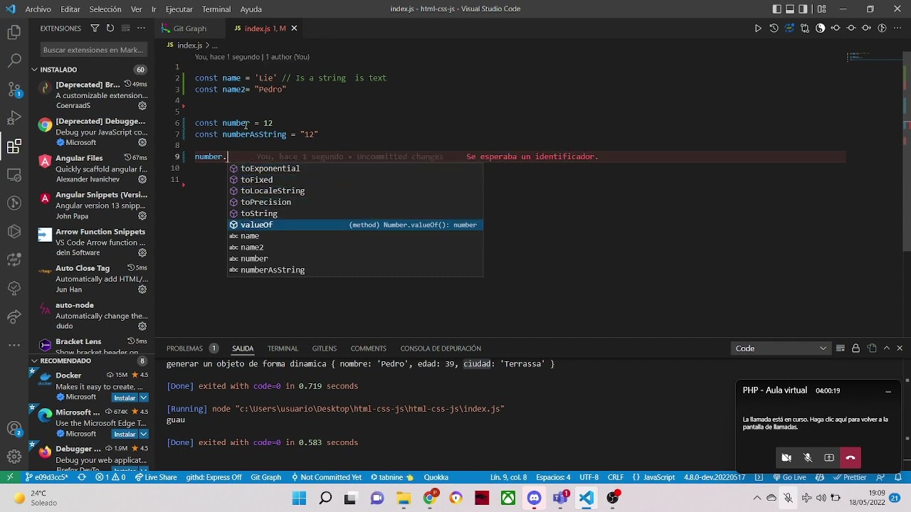 Javascript Data Types: Strings, numbers, boolean, null and objects.