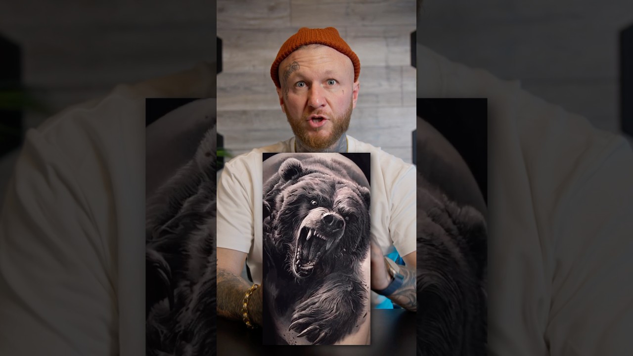 would you get an animal tattoo like this? 🤯 unreal bear piece by @Stevotat2 🐻🤩 #animaltattoo