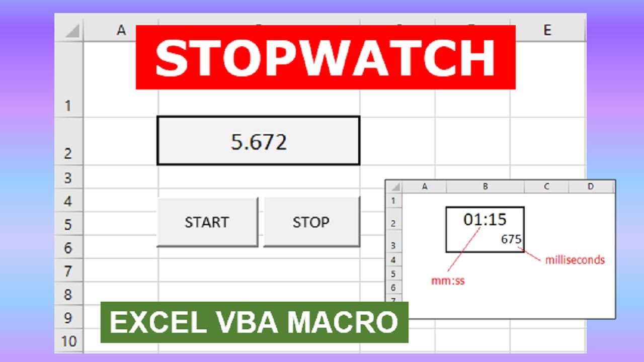 Simple Stopwatch Excel VBA Macro