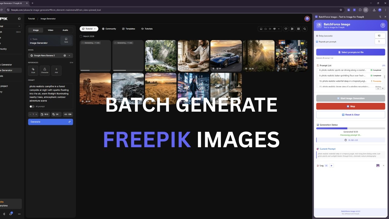 Batch Generate Images with Freepik | BatchForce Image Tutorial