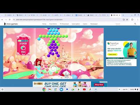 Playing MSN Games: Candy Bubble