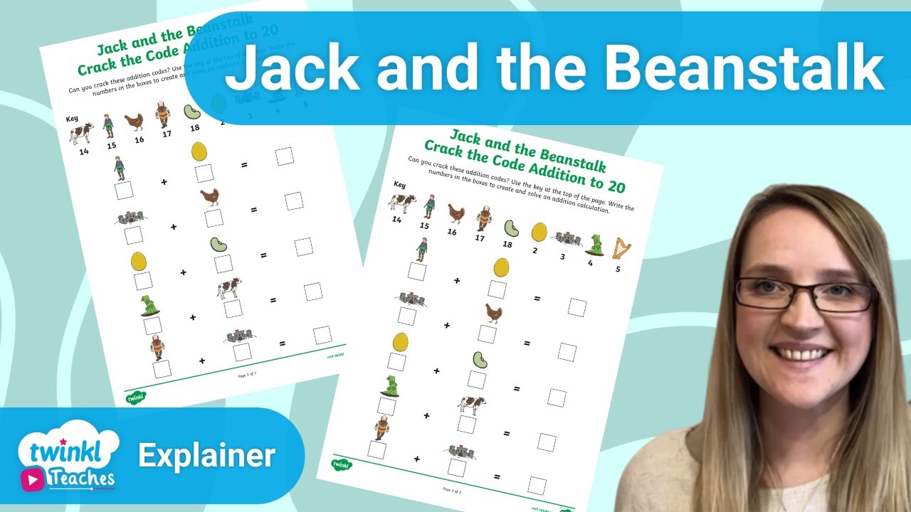 Crack the Code Jack and the Beanstalk Addition to 20 Activity