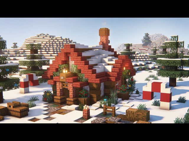 Christmas Builds | Cozy Christmas Cabin (Tutorial) Minecraft Map