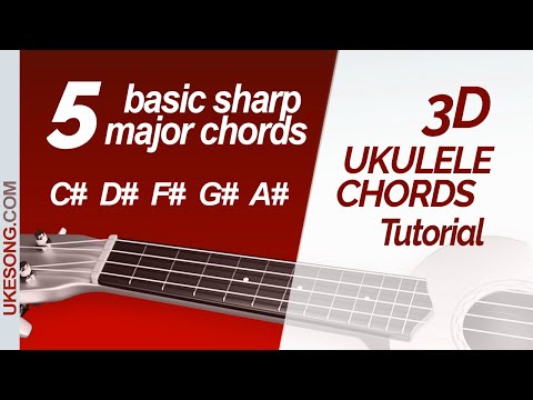 5 basic sharp major ukulele chords  | Learn to play C#, D#, F#, G#, A#,