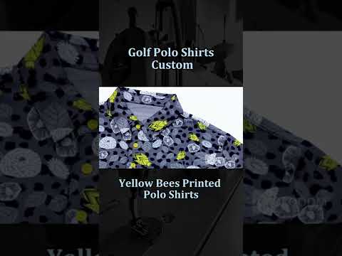 Yellow Bees Printed Golf Polo Shirts