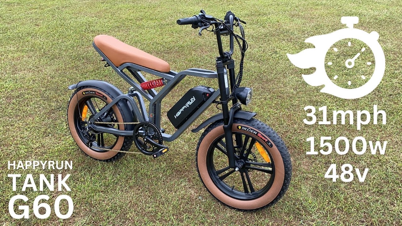 HappyRun G60 750W Electric Bike Fat Tire All Terrain, Cafe Racer Ebike ...