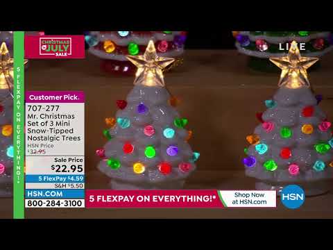 Mr. Christmas Set of 3 Mini SnowTipped Nostalgic Trees w...