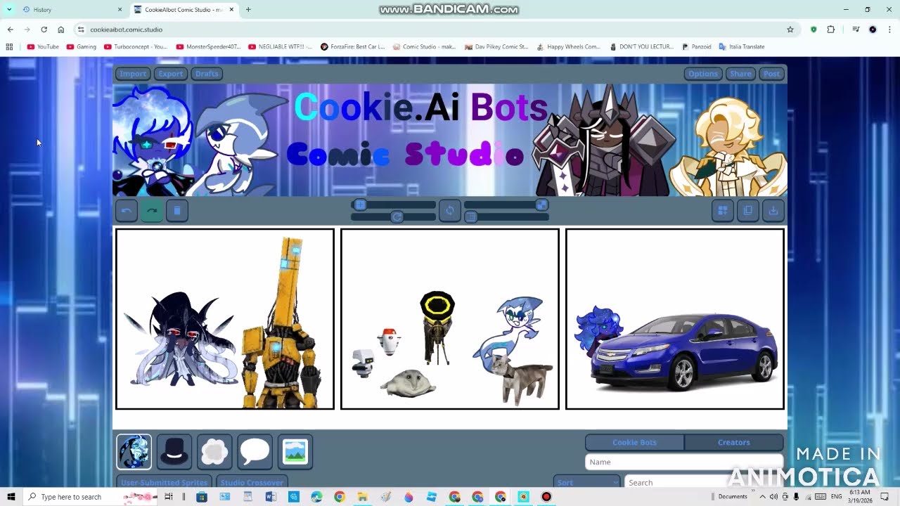 CookieAIBot Comic Studio felt me wierd as of same sprites edited
