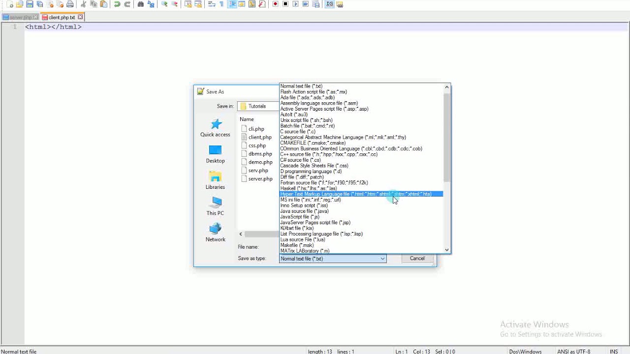 PHP server and PHP-HTML client  SOCKETS episode 1