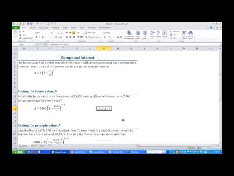 Excel Formulas for Compound Interest