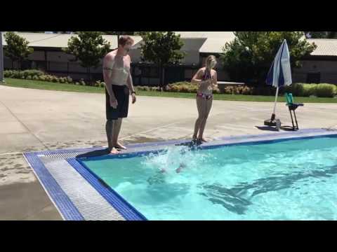 Jumping into the pool at Gauche Aquatic Park in Yuba City