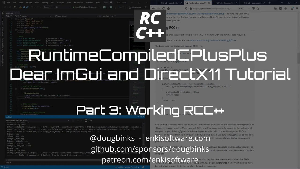 Runtime Compiled C++ - Dear ImGui and DirectX11 Tutorial 3: Working RCC++