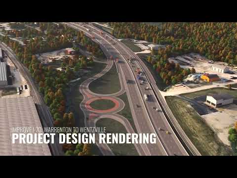 Grading work at the I-70/I-64 interchange-Improve I-70 Warrenton to Wentzville project