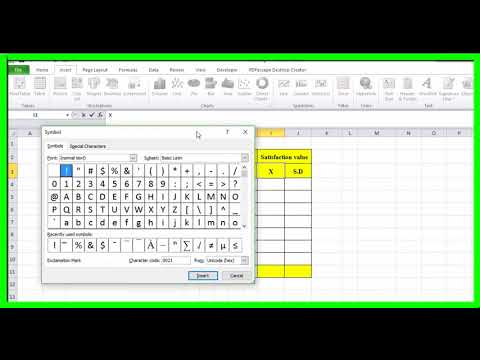 Excel: How to insert symbol X-Bar (Mean) -Statistics.