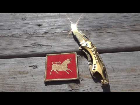 MTech USA Ballistic MT-A705 Golden Spring Assist Folding Knife with Half-Serrated Blade