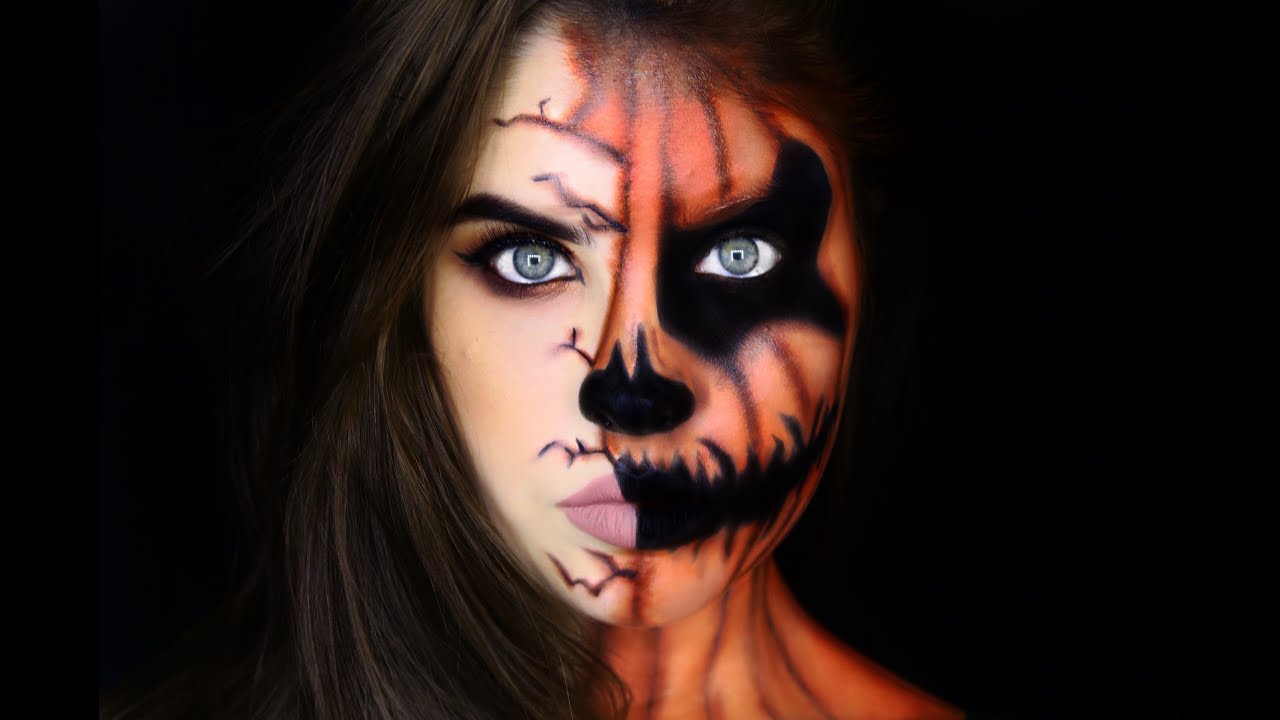HALLOWEEN PUMPKIN HALF FACE TUTORIAL // SUMMER JADE