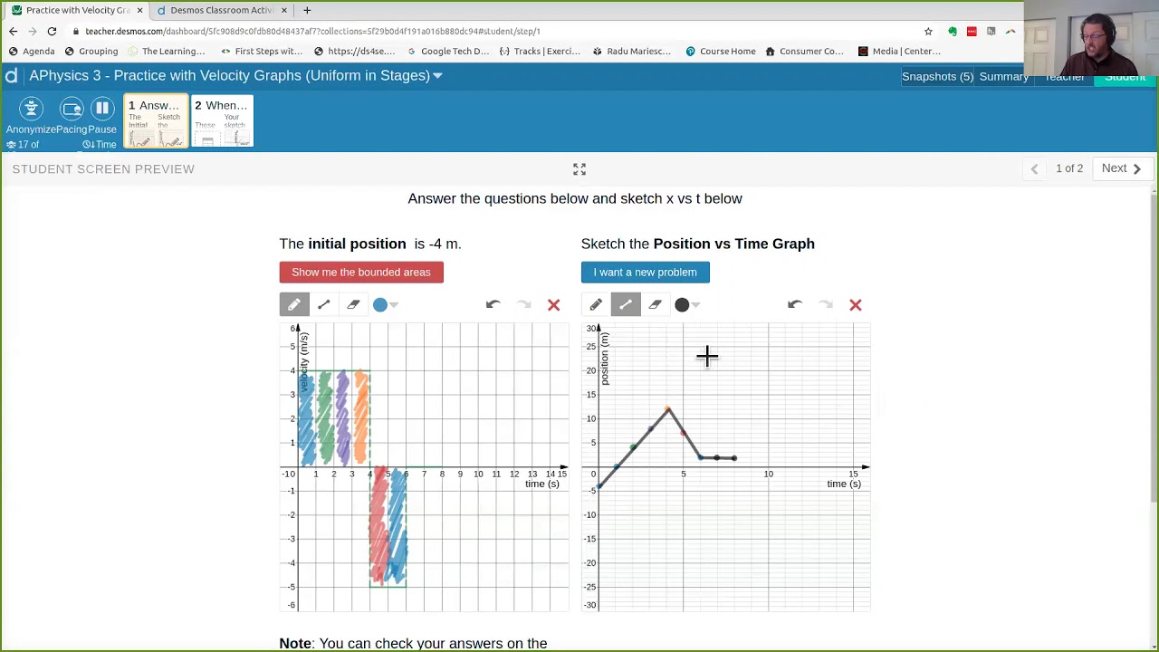 Desmos walk through (Practice with velocity graphs)